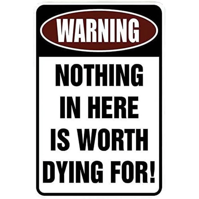 Warning Nothing in Here is Worth Dying For – Funny Metal Sign for your ...