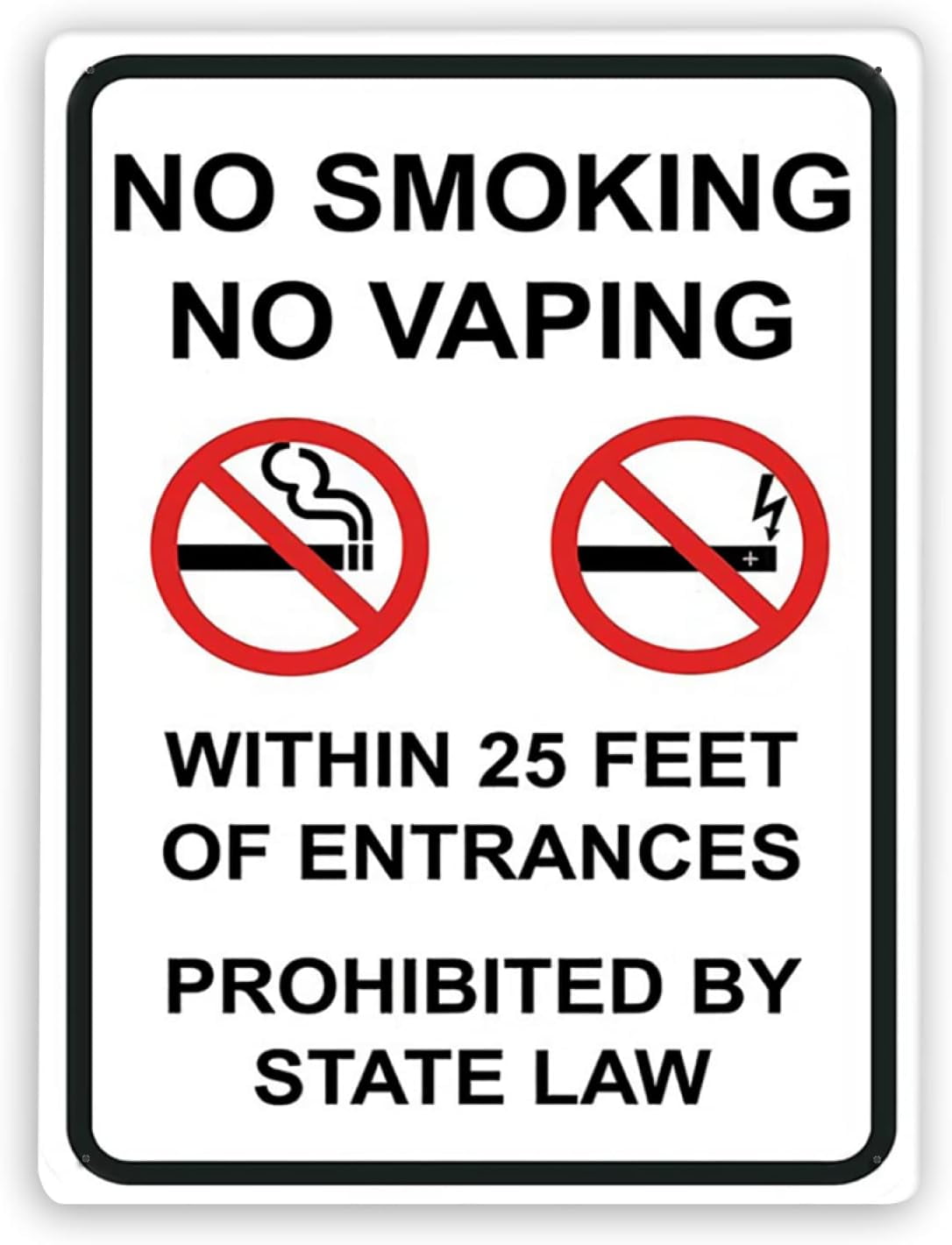 Warning Notice Danger Caution Sign,NO Smoking NO Vaping Within 25 FEET ...