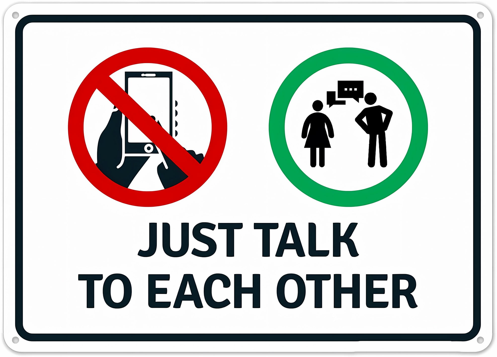 Warning Notice Just Talk to Each Other Alert Sign - 8"x12" Metal Safety ...