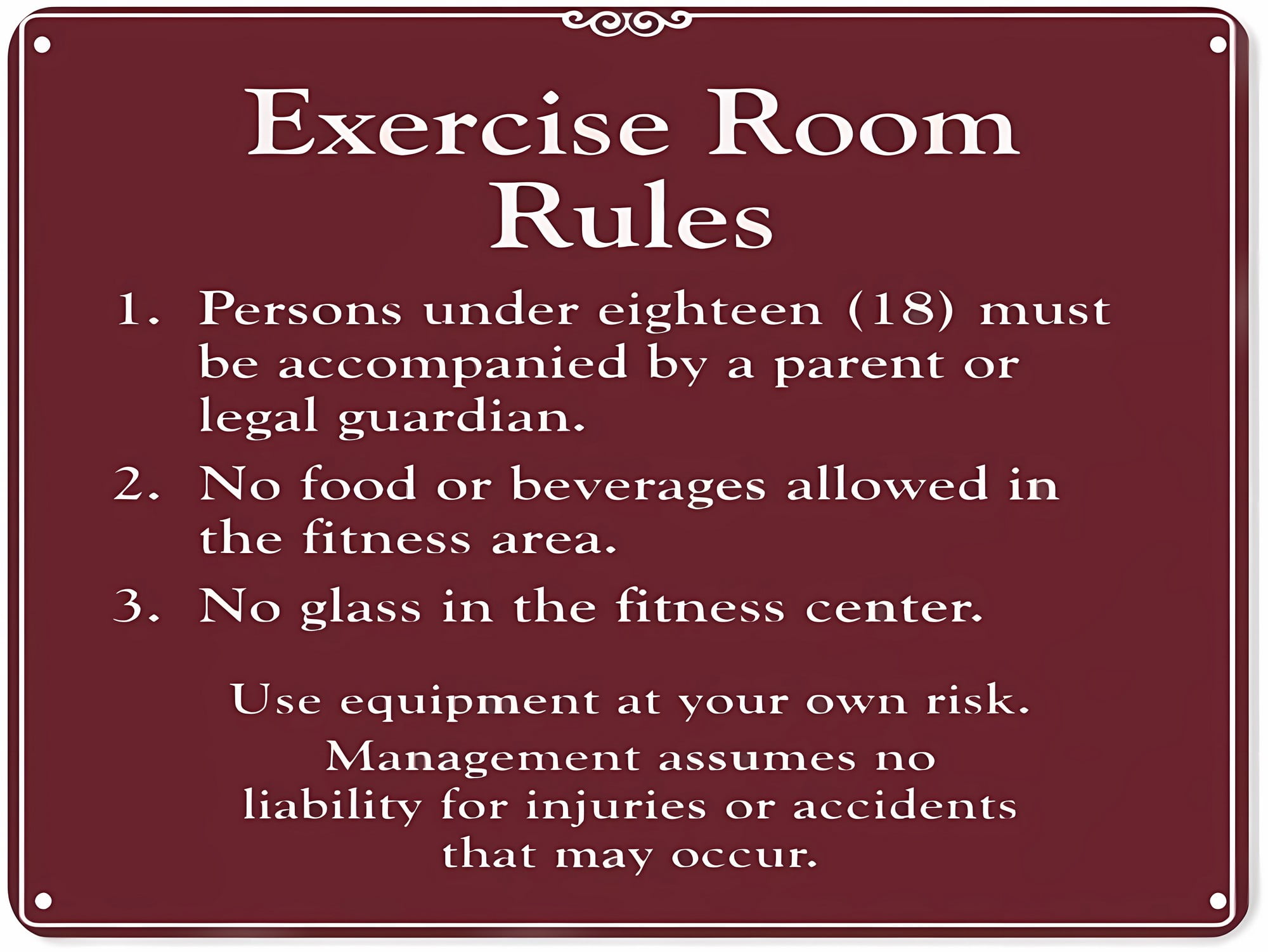 Warning Notice Traffic Sign Exercise Room Rules - 12×8 Inches, Aluminum ...