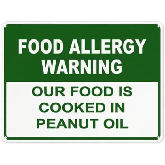 Warning Notice Traffic Sign,Food Allergy Warning Our Food is Cooked in ...