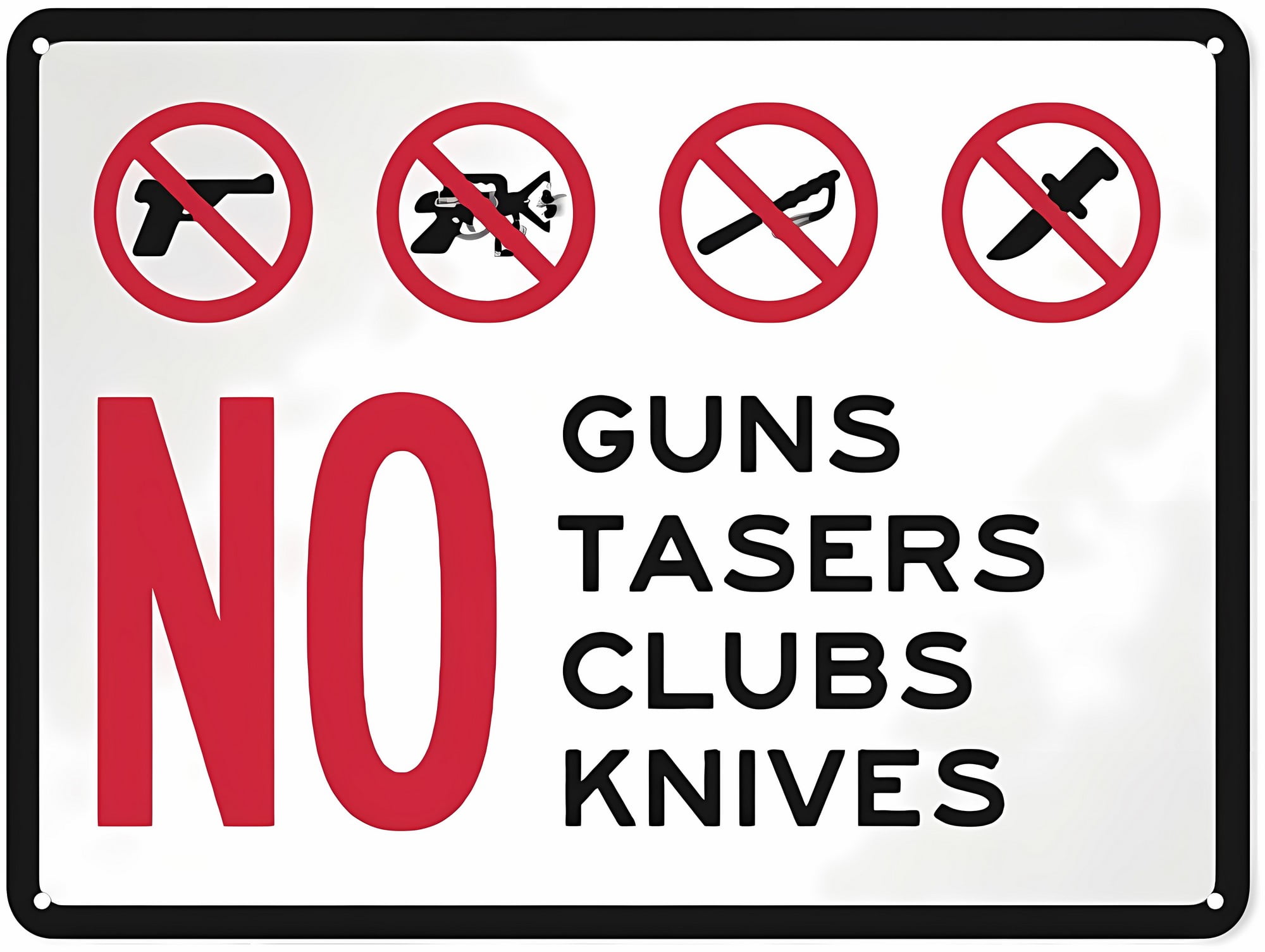 Warning Notice Traffic Sign Guns Tasers Clubs Knives (with No Weapons ...