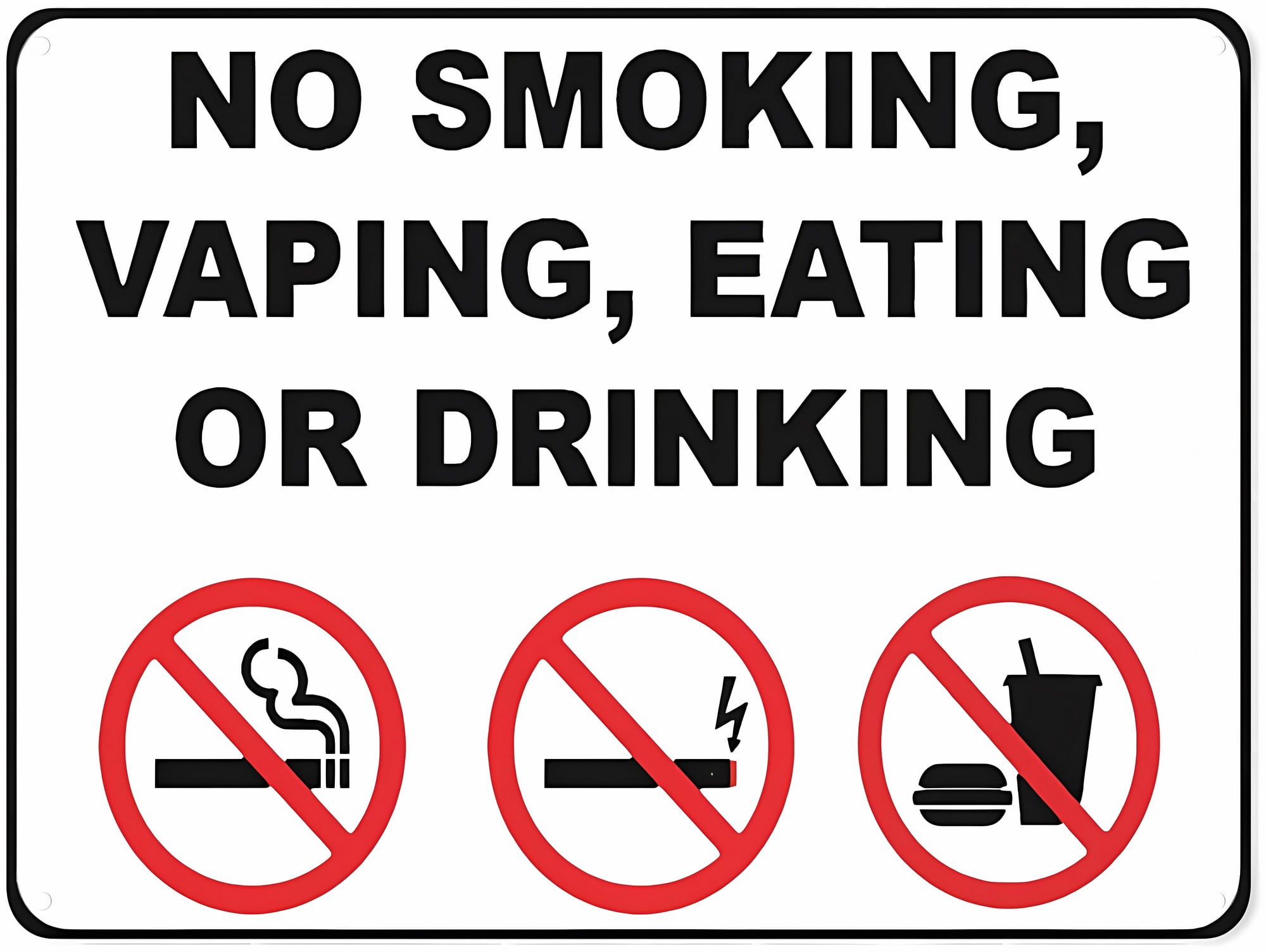 Warning Notice Traffic Sign NO Smoking Eating OR Drinking - 8"x12 ...