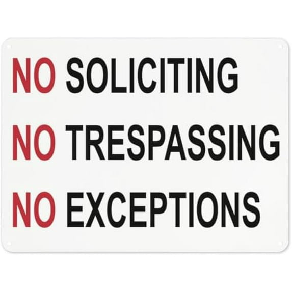 Warning Notice Traffic Sign,NO Soliciting NO TRESPASSING NO EXCEPTIONS ...