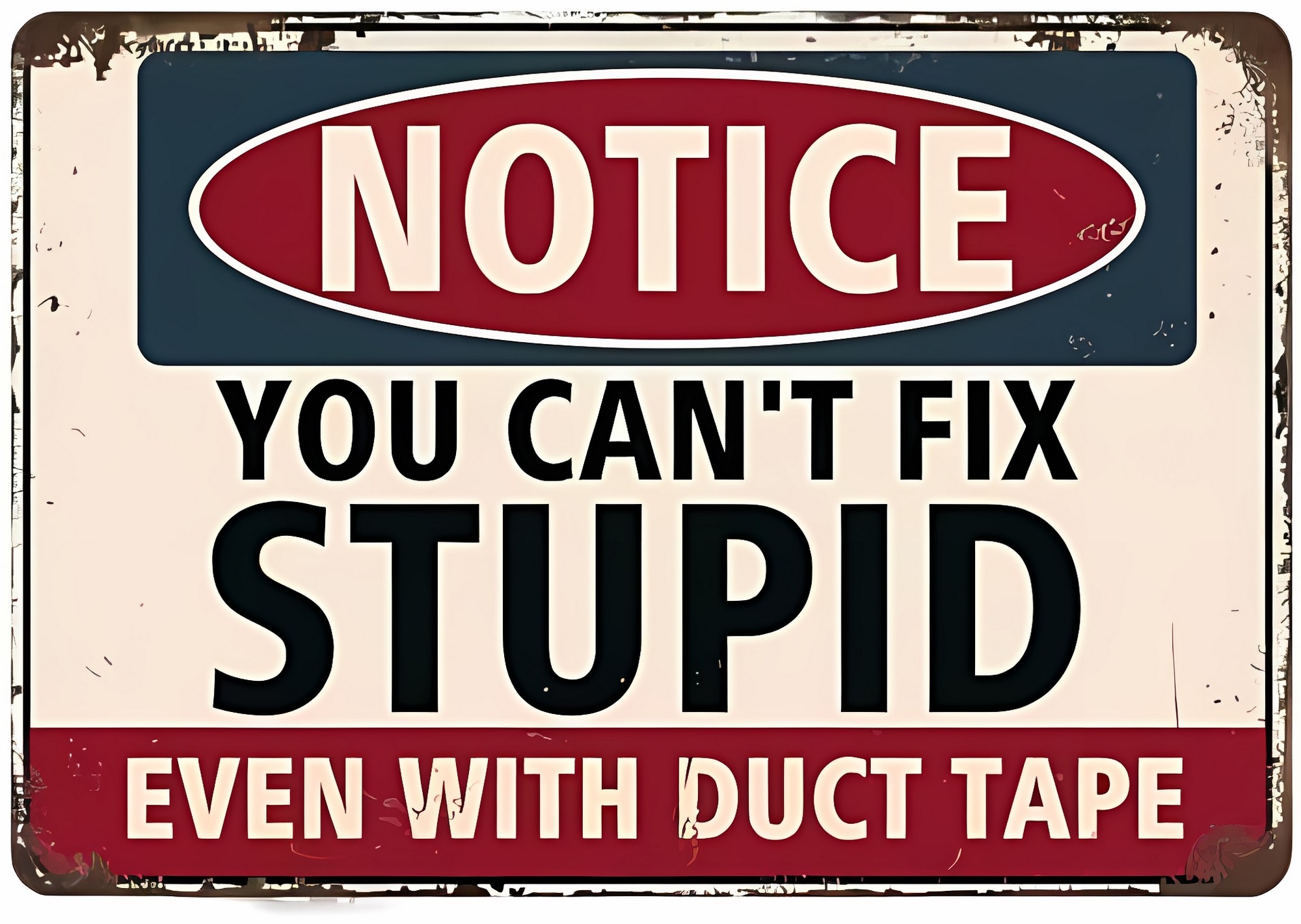 Warning Notice You Can't Fix Stupid Even With Duct Tape Vintage Tin ...