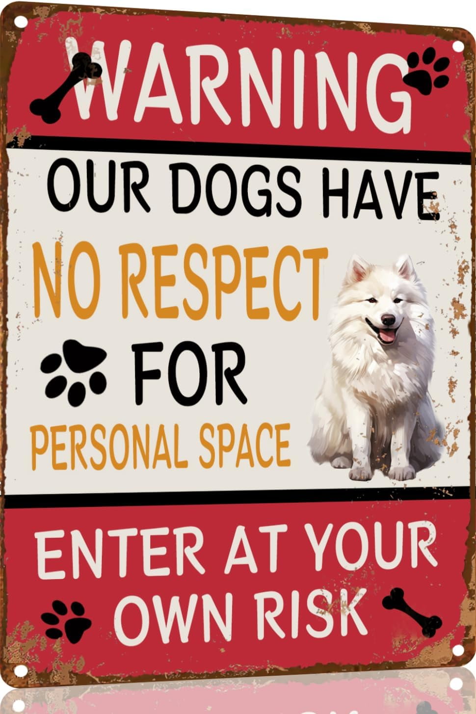 Warning Our Dogs Have No Respect for Personal Space Metal Vintage Tin ...