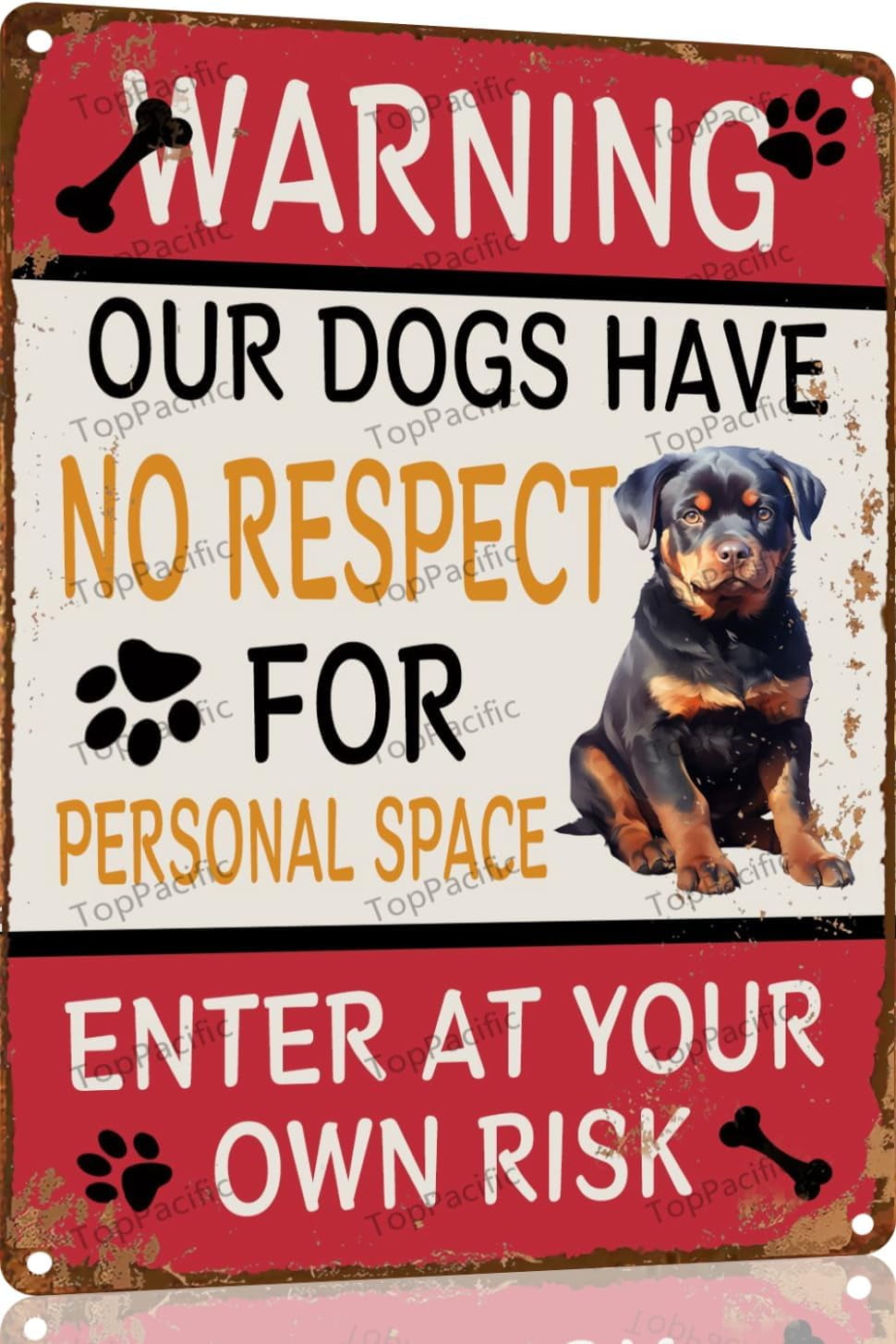 Warning Our Dogs Have No Respect for Personal Space Metal Vintage Tin ...
