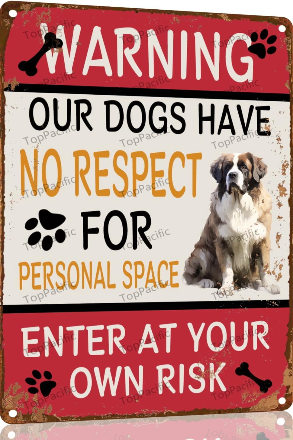 Warning Our Dogs Have No Respect for Personal Space Metal Vintage Tin ...