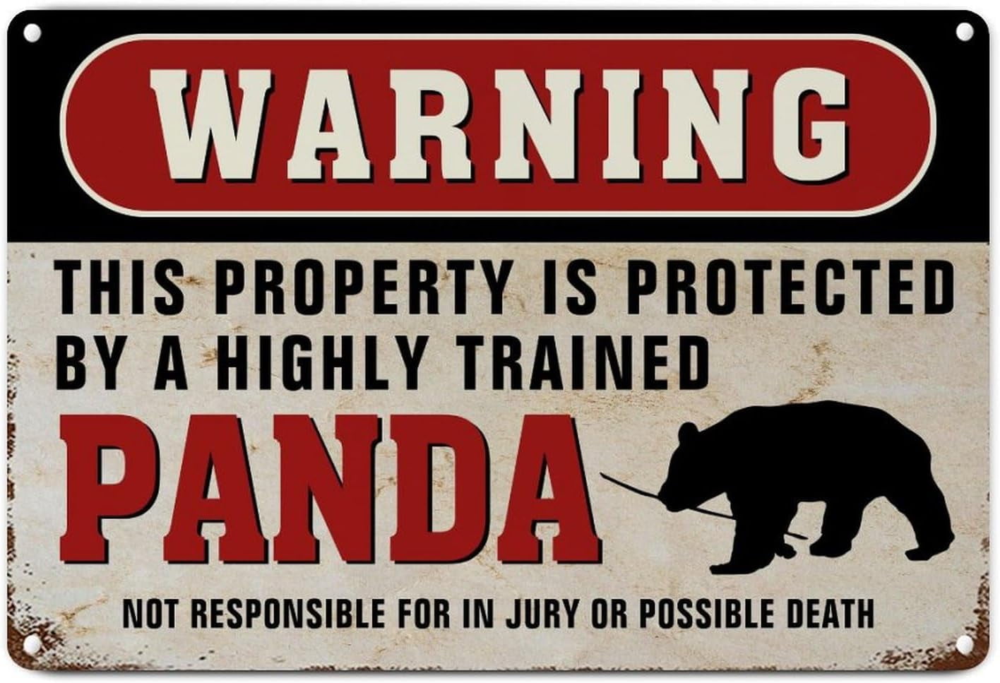 Warning Pandas Decorative Warning Signs Metal Sign 8x12 Inch Vintage ...