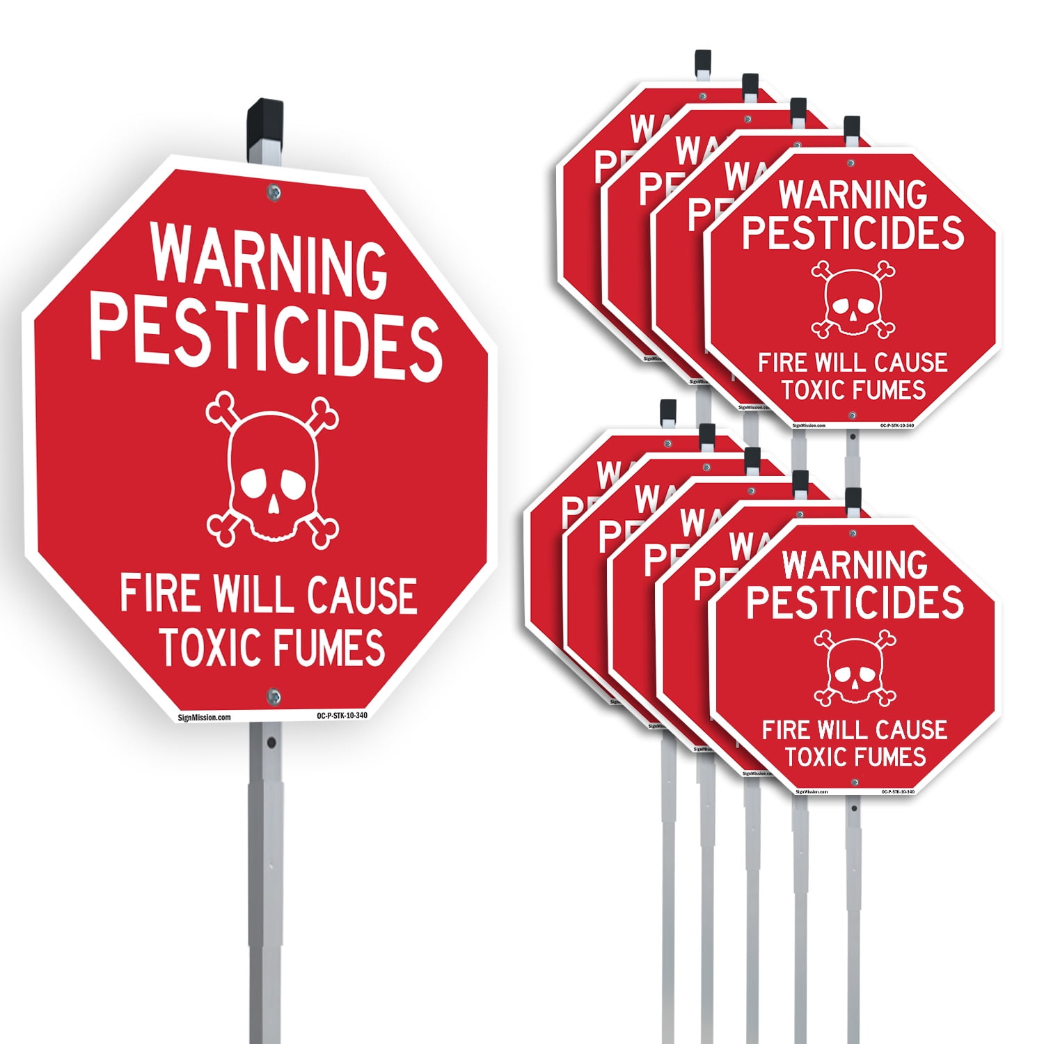 Warning Pesticides Fire Will Cause Toxic Fumes (10 Pack) 10 inch X 10 ...