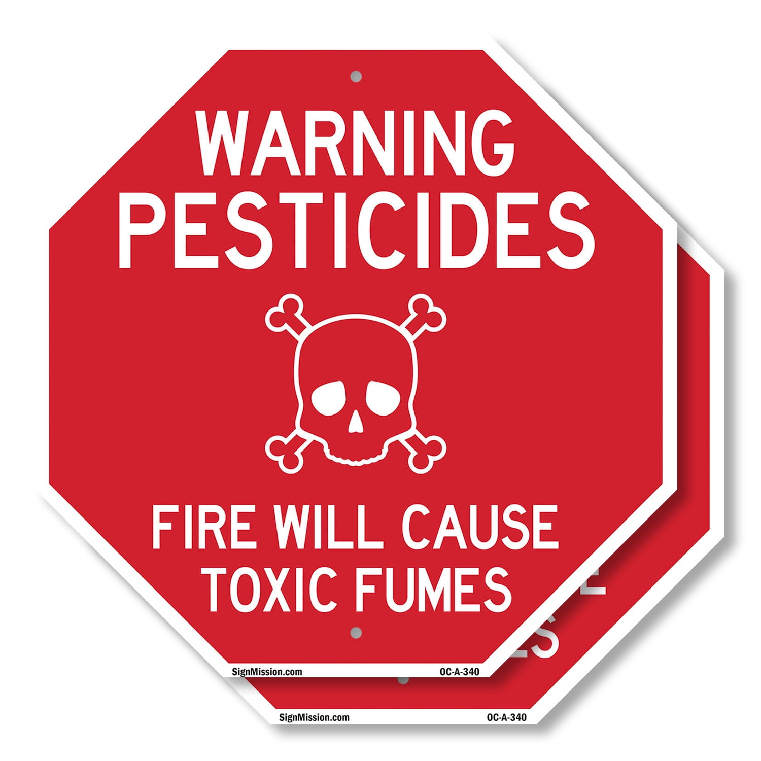 Warning Pesticides Fire Will Cause Toxic Fumes (2 Pack) 10 inch X 10 ...