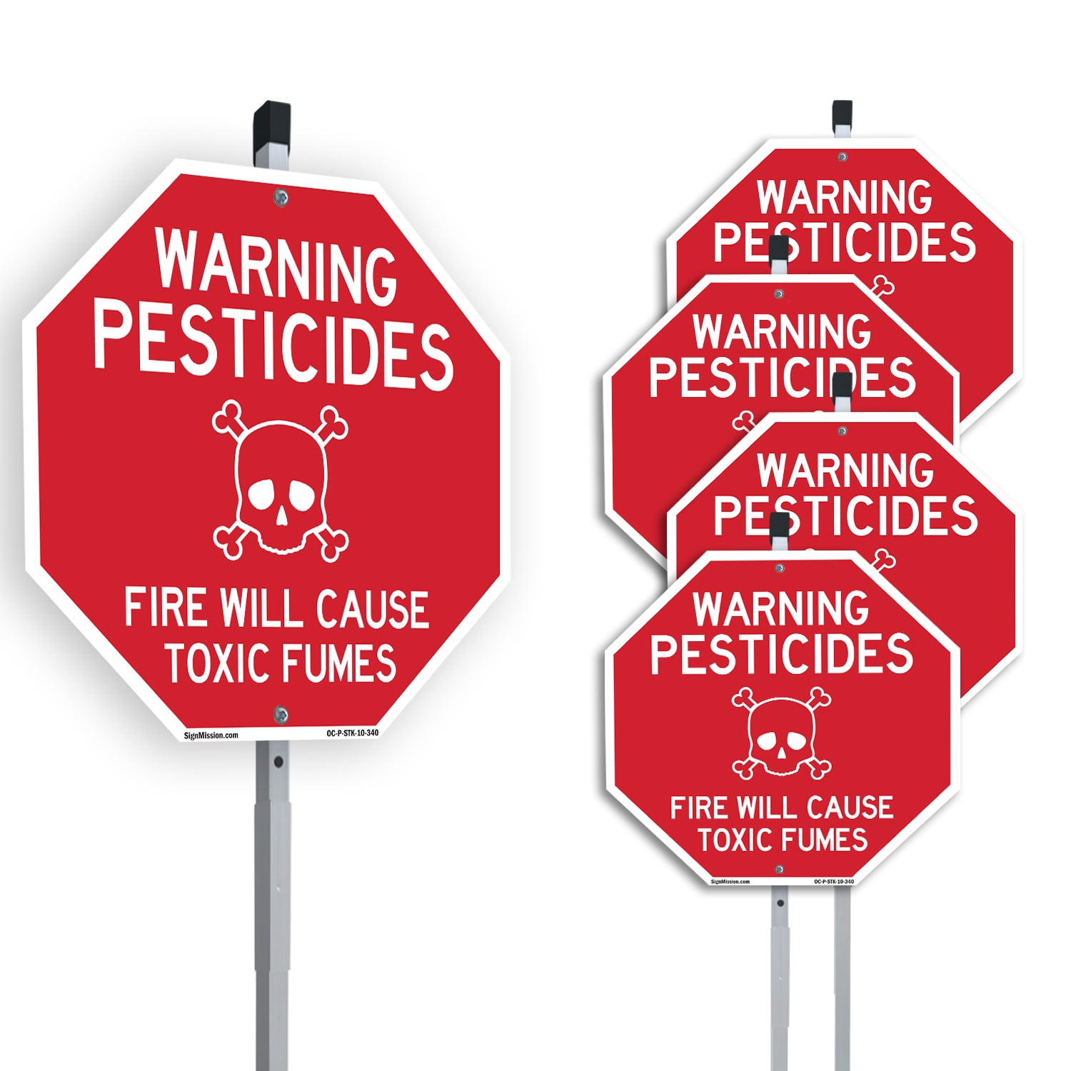 Warning Pesticides Fire Will Cause Toxic Fumes (5 Pack) 10 inch X 10 ...