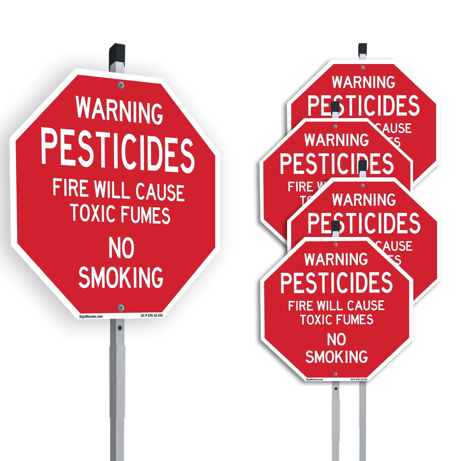 Warning Pesticides Fire Will Cause Toxic Fumes No Smoking (5 Pack) 10 ...