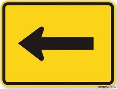 Warning Plaque Advance Arrow (left Symbol), Fluorescent Yellow Metal ...