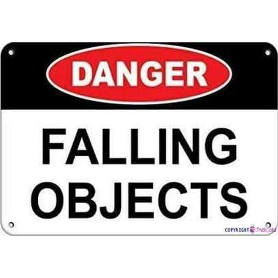 Warning Plaque Danger Falling Objects Hazard Construction Sign ...