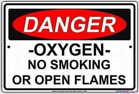 Warning Plaque Danger Oxygen No Smoking Or Open Flames Beware Alert ...
