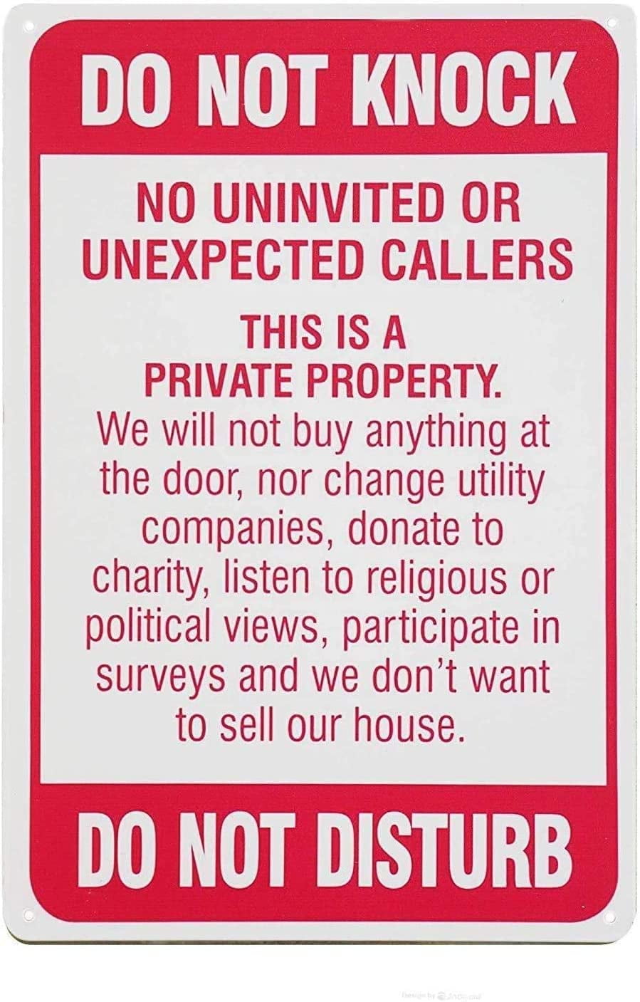 Warning Plaque Do Not Knock Do Not Disturb Sign Red Warning Metal Tin ...