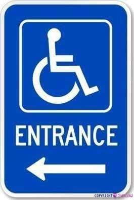 Warning Plaque Entrance Handicapped Symbol Left Arrow Sign Courtyard ...