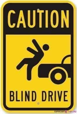 Warning Plaque Metal Tin Signs Caution Blind Drive With Car Hitting A ...