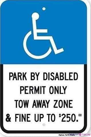 Warning Plaque Park By Disabled Permit Only Tow Away Zone & Fine ...