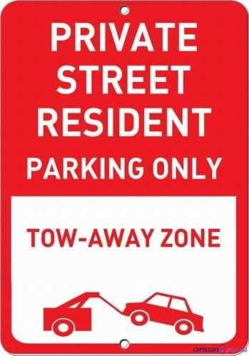 Warning Plaque Private Resident Parking Only Tow Away Zone Metal Tin ...