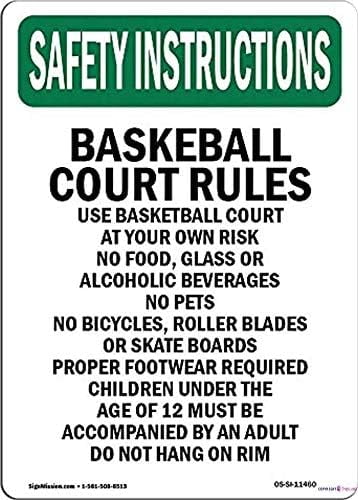 Warning Plaque Safety Instructions Basketball Court Rules Use ...