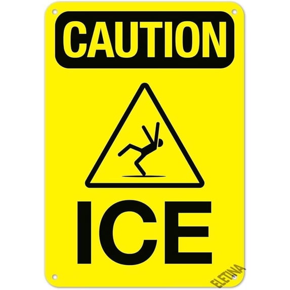 Warning Plaque Sign-Caution Ice With Symbol Sign Courtyard Decoration ...