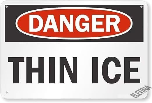 Warning Plaque Sign-Danger - Thin Ice Sign Courtyard Decoration, office ...