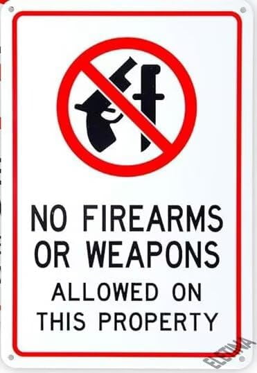 Warning Plaque Sign-No Firearms Guns Or Weapons Allowed Sign Courtyard ...