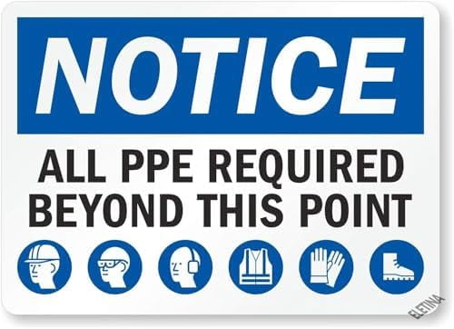Warning Plaque Sign-Notice - All PPE Required Beyond This Point Sign ...
