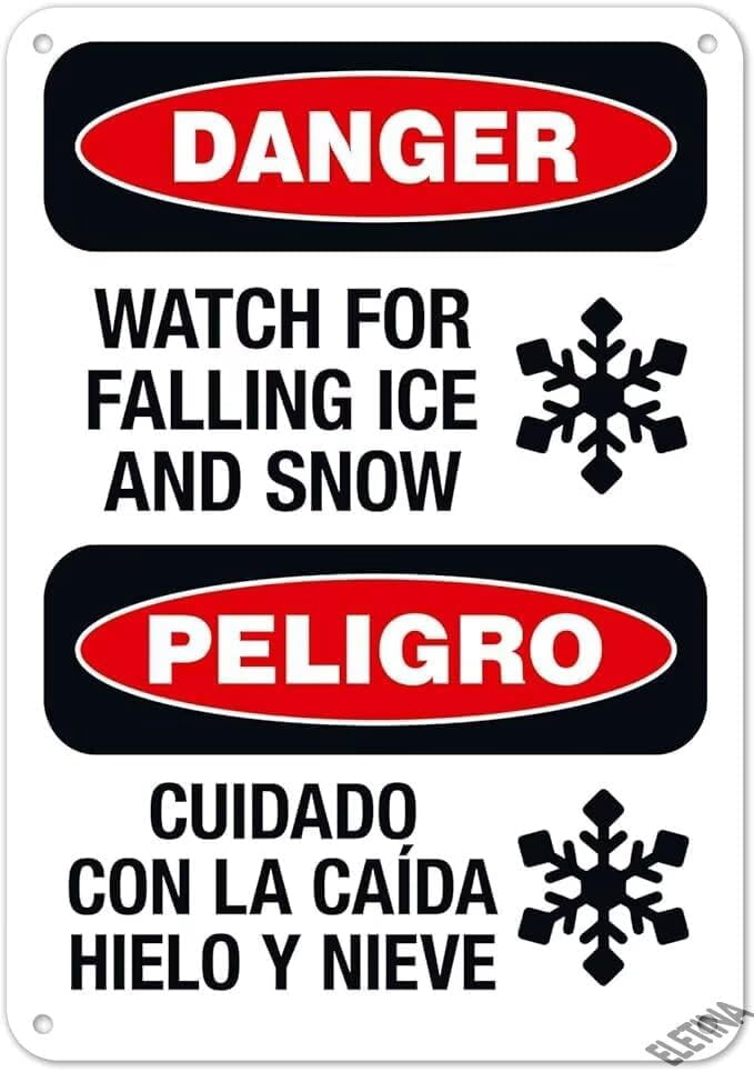 Warning Plaque Sign-Watch For Falling Ice And Snow Bilingual Sign ...