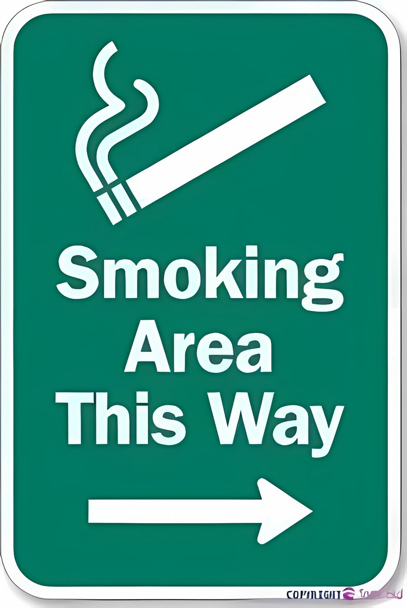 Warning Plaque Smoking Area This Way (graphic & Right Arrow) - 8"x12 ...