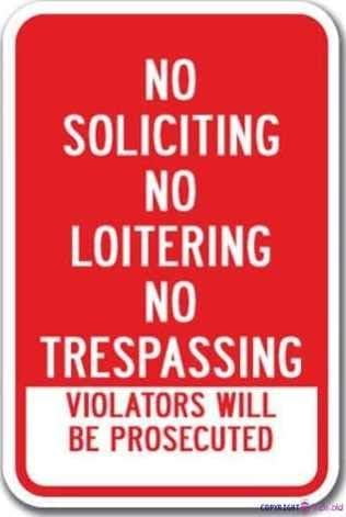 Warning Plaque No Soliciting No Loitering No Trespassing Will Not Rust ...