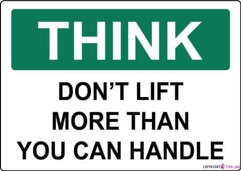 Warning Plaque Think Don't Lift More Than You Can Handle 8''x12'' Decor ...