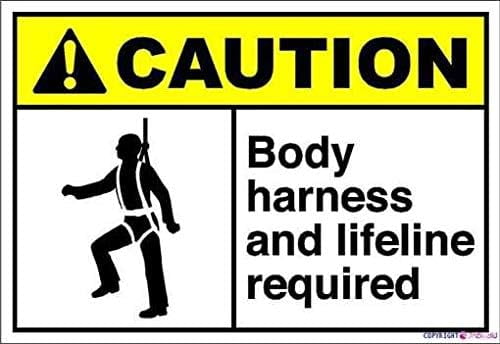 Warning Plaque Tin Metal Sign Retro Body Harness And Lifeline Required ...