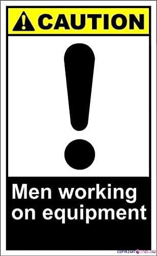 Warning Plaque Tin Metal Sign Retro Men Working On Equipment Caution ...