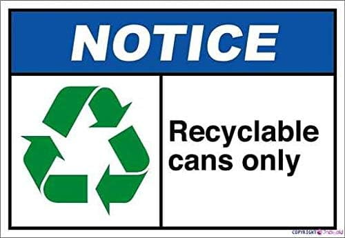 Warning Plaque Tin Metal Sign Retro Recyclable Cans Only Notice Metal ...