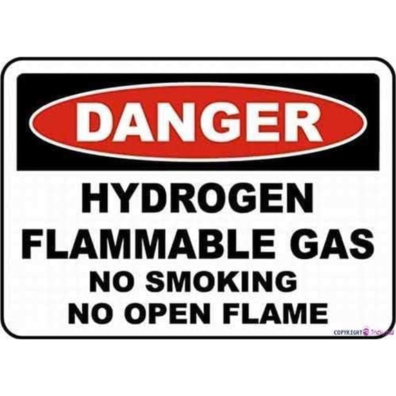 Warning Plaque Tin Wall Art 8''x12'' Hydrogen Flammable Gas No Smoking ...