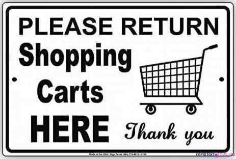 Warning Plaque Tin Wall Art 8''x12'' Please Return Shopping Carts Here ...