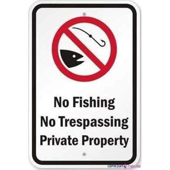 Warning Plaque No Trespassing Private Property With Fish Graphic Metal ...