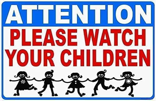 Warning Plaque Wall Decor Attention Please Watch Your Children -Pool ...