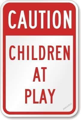 Warning Plaque Wall Decor Caution, Children at Play, Heavy-Duty, 63 mil ...