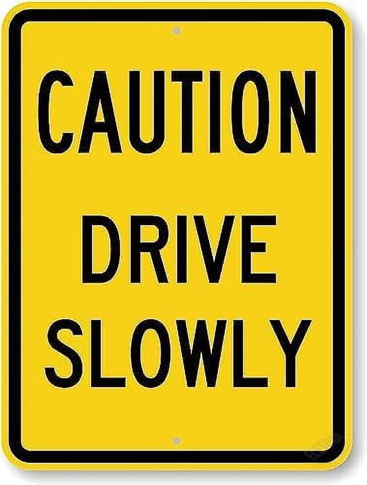 Warning Plaque Wall Decor Caution - Drive Slowly Metal Sign Courtyard ...