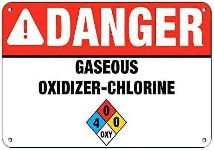 Warning Plaque Wall Decor Danger Gaseous Oxidizer Chlorine Activity ...