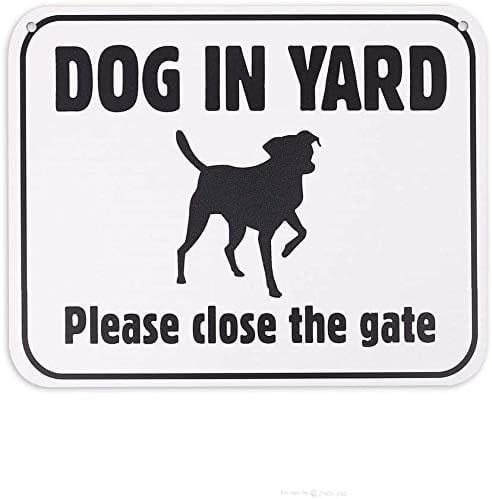 Warning Plaque Wall Decor Dog in Yard Sign Please Close The Gate Metal ...