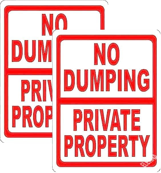 Warning Plaque Wall Decor No Dumping Private Property Prevent Illegal ...