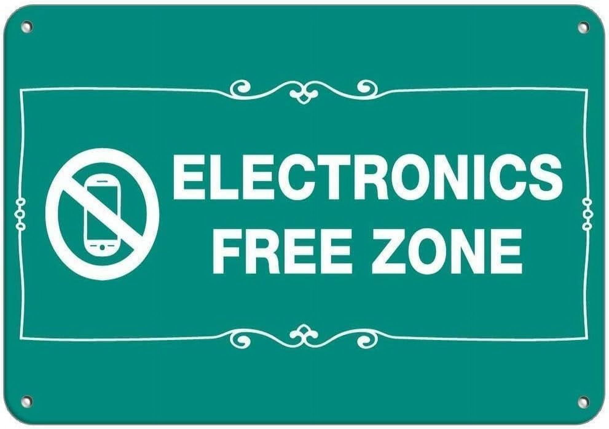Warning Plaque Wall Decor Electronics Free Zone Business Sign No Cell ...