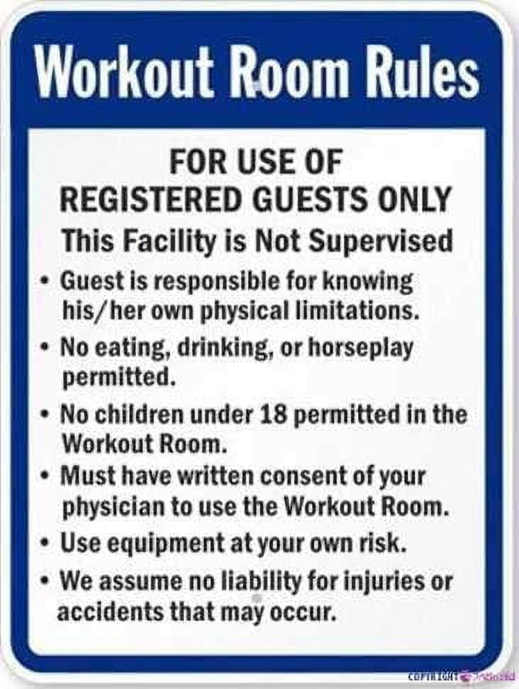 Warning Plaque Workout Room Rules Metal Tin Signs Wall Art Decor Safety ...