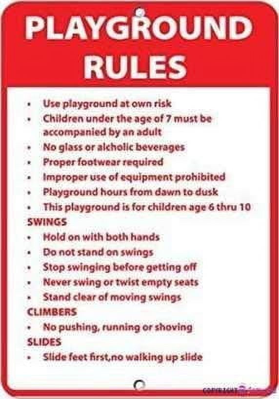 Warning Playground Rules Use Playground at Own Risk Activity Sign ...