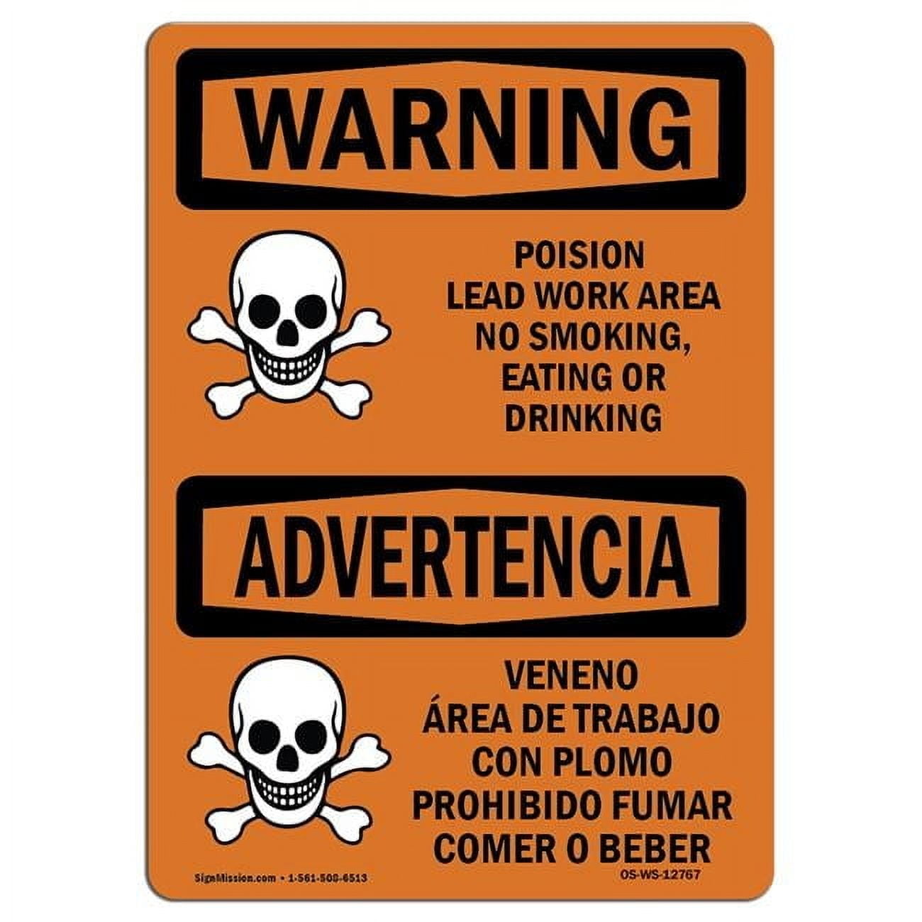 Warning Poison Lead Work Area No Smoking Eating OSHA Decal Sign ...